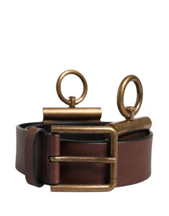 Dolce & Gabbana Men Brown Classic Leather Metal Buckle Belt Calf