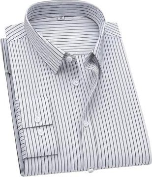 Generic Chemise &agrave; carreaux &agrave; manches longues pour homme, coupe ajust&eacute;e, d&eacute;contract&eacute;e, chemise unie &agrave; revers doux &agrave; rayures, Tz7706, XXL