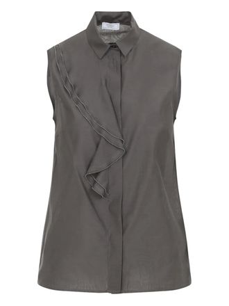 PESERICO draped-detail sleeveless blouse - Braun