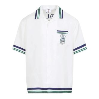 Casablanca Hotel Emblem Kurzarm-Seidenshirt - - Shirts - Herren - Wei&szlig; - M