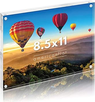 Americanflat Acryl-Bilderrahmen, doppelseitiger Bilderrahmen mit magnetischen Ecken, transparenter Acrylrahmen für Schreibtisch oder Tischdekoration, 21,6 x 27,9 c