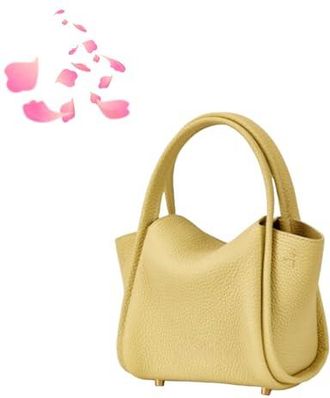 Generic Mini sac seau en cuir de vachette pour femme, sac &agrave; main classique l&eacute;ger, sac &agrave; bandouli&egrave;re tendance, portefeuille &agrave; bandouli&egrave;re amovible, jaune, 6.69