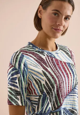 Cecil Print-Shirt CECIL, Damen, Gr. XXL (46), palm breeze gr&uuml;n, Stoff, 65% Polyester, 35% Viskose, bedruckt, comfort fit normal, Rundhals, normaler Saum, Sh