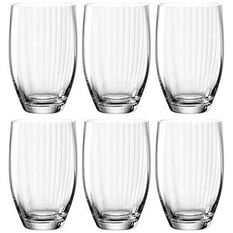 Leonardo Poesia Trinkglas 6er Set, sp&uuml;lmaschinengeeignete Wasser-Gl&auml;ser, Trink-Becher aus Glas, Saft-Gl&auml;ser, Getr&auml;nke-Set, 460 ml, Glas, Klar, 069171