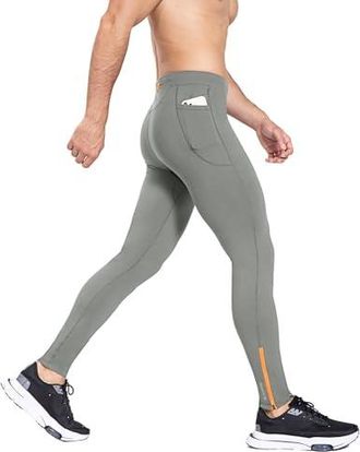 Baleaf Baleaf - Pantalon de course thermique pour homme - Imperm&eacute;able - L&eacute;ger - avec doublure en polaire - pour cyclisme et marche - avec fermeture &eacute;clair et