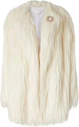 Genny Femme, Vestes, Blanc, Taille: 40 FR Manteau de fourrure avec revers