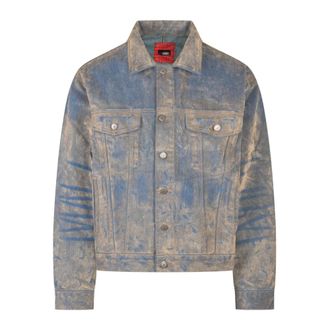 KidSuper Studios Veste en jean &agrave; motif floral floqu&eacute; - Homme - Vestes - Multicolore - Taille: XL