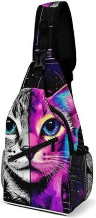Generic Multifonction Sacoche Tactique Chat noir gothique de lespace Sling Bag Durable,Réglable Sac à Dos Militaire pour école Homme Femme