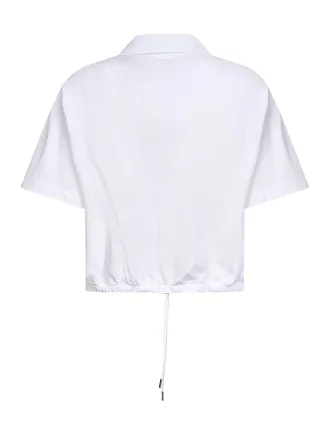 Moncler Womens Cropped Polo Shirt White Cotton Tops