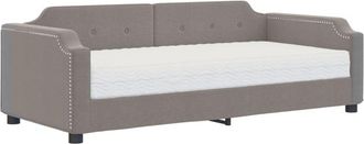 vidaXL Tagesbett mit Matratze Taupe 90x200 cm Stoff Vidaxl
