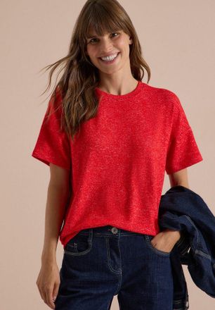 Cecil T-Shirt Sommmershirt -meliert -mit Rundhals und Tape-Details seitlich