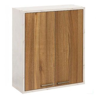 PEGANE Meuble haut de Cuisine avec 2 Portes + 1 &eacute;tag&egrave;re amovible, coloris marron/blanc - Longueur 52 x Profondeur 20 x Hauteur 59 cm