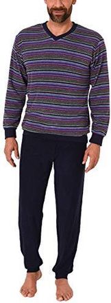 Normann Pyjama élégant en tissu éponge pour homme avec bords côtelés aspect rayures - 291 101 13 580 - Bleu - XX-Large