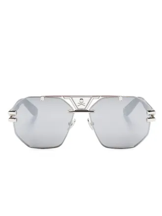 Philipp Plein Eyewear lunettes de soleil &agrave; monture pilote - Gris