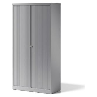 Bisley Rollladenschrank Essentials mit 4 Fachb&ouml;den f&uuml;r 5 Ordnerh&ouml;hen, Metall, Sl355 Rollladen/Korpus Silber, 47 x 100 x 198 cm