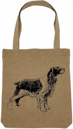 Fabulous Sac Shopping Tote Bag Aspect Lin - Chien De Chasse Dessin Noir et Blanc Chien de Race - Sac Courses Toile Epaisse 360g Beige Naturel Cabas Port&eacute; Epaul