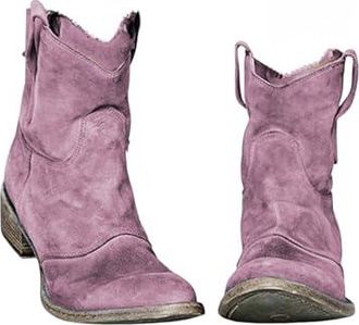 Generic Bottines larges en daim pour femme - Bout rond - Talon bas - &Agrave; enfiler - Chaussures de marche confortables - Style d&eacute;contract&eacute; - L&eacute;g&egrave;res - R&eacute;tro - Cla
