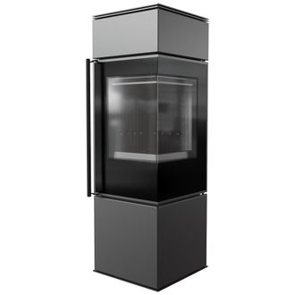 Kratki Kaminofen aus Stahl REN/S rechts &Oslash; 150 7 kW schwarz Verkleidung mit T&uuml;rfeder