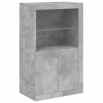 vidaXL Beistellschrank mit LED-Leuchten Betongrau Holzwerkstoff Vidaxl