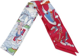 Hermès foulard Sur Mon Nuage Twilly en soie (2000-2025) - Rose