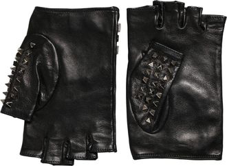 Dolce & Gabbana Embellished Leather Gloves - Black
