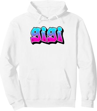 BDAZ Gigi Grandmother Graffiti Blau Rosa Schriftzug Frauen Pullover Hoodie