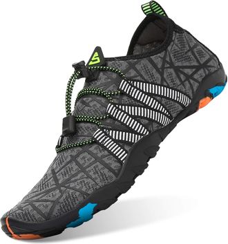 Saguaro Kinder Badeschuhe Damen Aquaschuhe Mädchen Schwimmschuhe Sommer Jungen Barfuß Schuhe Wasserschuhe rutschfeste Strandschuhe Lichtgrau 36 EU