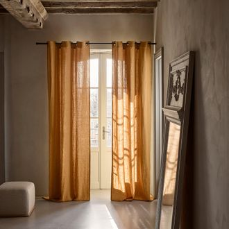 Madura Rideau &Agrave; Oeillets Dor&eacute;s Nino Jaune indien et feston - JAUNE