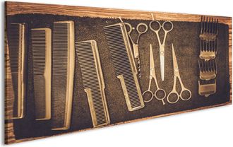Islandburner Bild Bilder auf Leinwand Zubeh&ouml;r des Herrenfriseurs im Friseursalon Wandbild, Poster, Leinwandbild KQZ