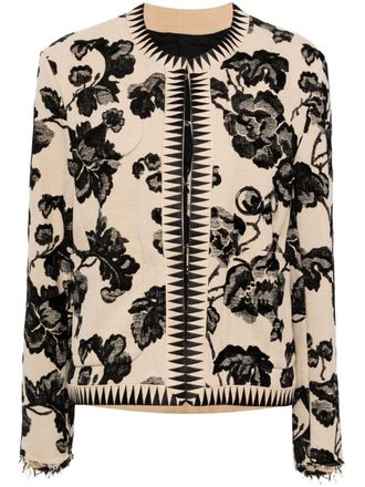 Undercover veste &agrave; fleurs en jacquard - Tons neutres