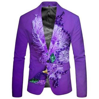 Generic Veste pour homme - Impression num&eacute;rique 3D - Multicolore - Costume de carnaval - Blazer Slim Fit - Motif amusant - Veste de costume - Tenue de f&ecirc;te po