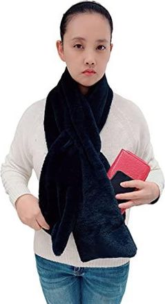 Lina & Lily &Eacute;charpe &agrave; Poche Zipp&eacute;e Cach&eacute;e en Fausse Fourrure pour Femme Hiver (Bleu Marine)