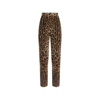 Dolce & Gabbana Pantalon Tailleur Imprim&eacute; L&eacute;opard - Femme - Pantalons - Brun - Taille: 38 FR