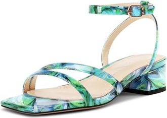 Castamere Femmes Bas Bloc Chunky Talon Heel Carr&eacute; Bout Lani&egrave;res Cheville Sandales Dress Mariage Party Chaussures 3.5 CM Heels Vortex Vert 40 EU