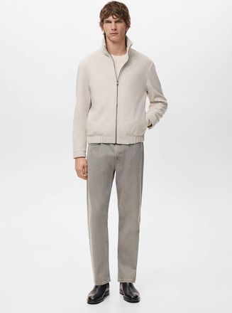 Mango Veste en drap &agrave; fermeture &eacute;clair sable - Homme - XXL - MANGO MAN