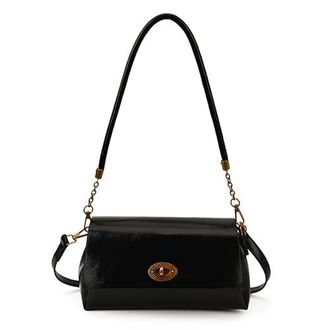 Generic Sac &agrave; bandouli&egrave;re en cuir synth&eacute;tique vintage pour femme, pour le travail, le shopping, les voyages, Noir, 9.84x4.72x4.33inch