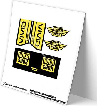 Generico REF:VP618 Aufkleber, kompatibel mit Sto&szlig;d&auml;mpfer ROCKSOX VIVID ULTIMATE 2023-24, MTB, Sticker, Aufkleber, Mountainbike-Vinyl. (Gelb)