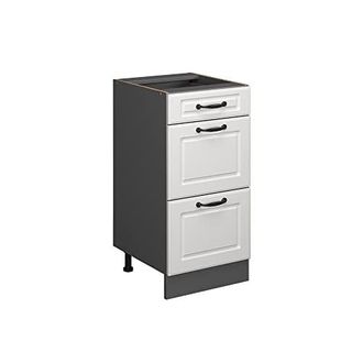 Vicco Meuble Cuisine R-Line, Blanc Campagne/Anthracite, 40 cm avec tiroirs, sans Plan de Travail