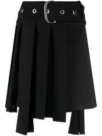 Off-white jupe pliss&eacute;e &agrave; ourlet asym&eacute;trique - Noir