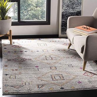 Safavieh Tapis dintérieur Contemporain rectangulaire touffeté à la Main, Collection Abstraite, ABT141, Gris/Noir, 122 x 183 cm pour Salon, Chambre à Coucher ou