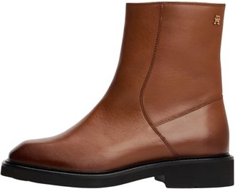 Tommy Hilfiger Damen Mid Boot Stiefel Square Toe mit Karree-Spitze, Braun (Winter Cognac), 39