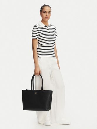Tommy Hilfiger Handtasche Tommy Hilfiger Th Logotape Tote AW0AW18742 Schwarz