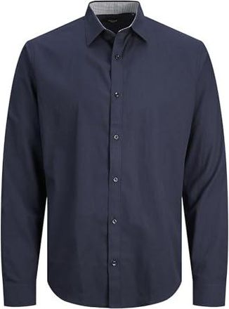 Jack & Jones Jprblabelfast T-Shirt L/S Noos Chemise de Loisirs, Bleu Marine/Ajustement : Coupe Confortable, M Homme