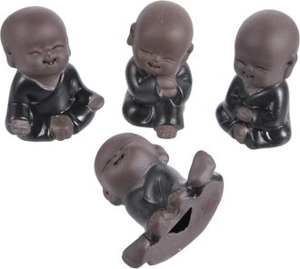 Pretyzoom 4st&uuml;cke Buddha M&ouml;nch Dekoration M&ouml;nch Ornament Zen Statue Tischdekoration Schreibtisch Dekoration Heimdekoration Tee Kunst Ornament