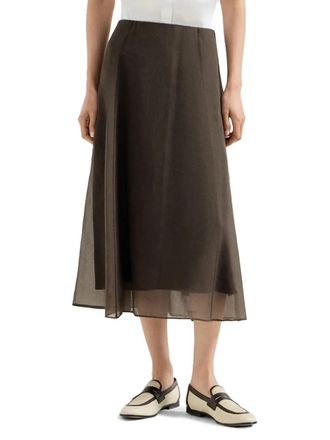 Brunello Cucinelli Crispy Silk Circle Skirt - Brown