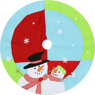 Com-Four Christbaumdecke &Oslash; 100 cm - Weihnachtsbaum Unterlage mit weihnachtlichem Motiv - Weihnachtsbaum Teppich rund - Weihnachtsbaum Rock (&Oslash; 100cm - Schneeman