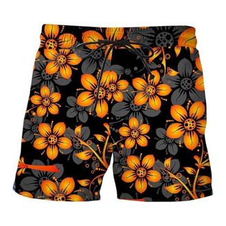 Generic Short de plage d&eacute;contract&eacute; confortable et ample &agrave; manches courtes pour homme - Coupe droite, Orange, XXL