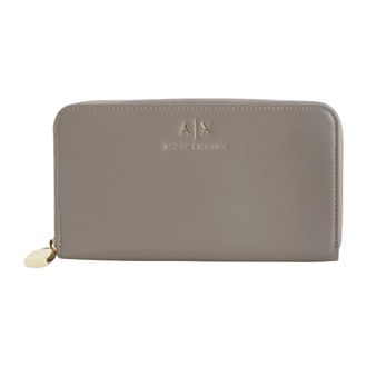 A|X Armani Exchange Femme, Accessoires, Beige, Taille: ONE Size Portefeuille en cuir lisse