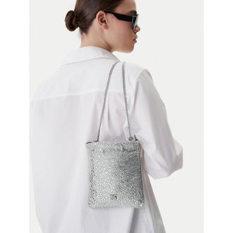 Pinko Handtasche PINKO Slouchy Coulisse Baby AI 25-26 PCPL 105409 A2WF Silberfarben