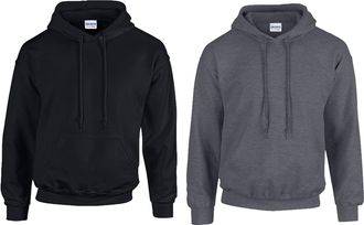 Gildan Herren Kapuzenpullover Adult 50/50. Hooded Sweat/18500, Einfarbig (XL, 1x Schwarz + 1x Dark Heather + 1x HL Kauf Notizblock)